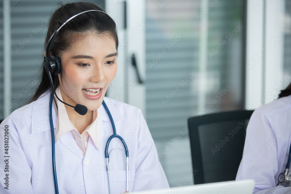 female doctor call center support Stock Photo | Adobe Stock