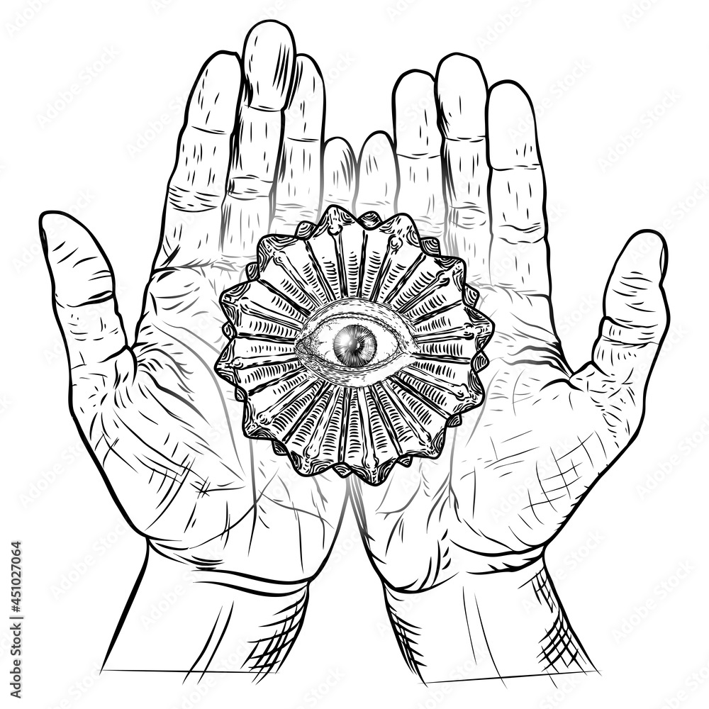 Fortune Teller hands or witch hands with all seeing eye. Mystic and ...