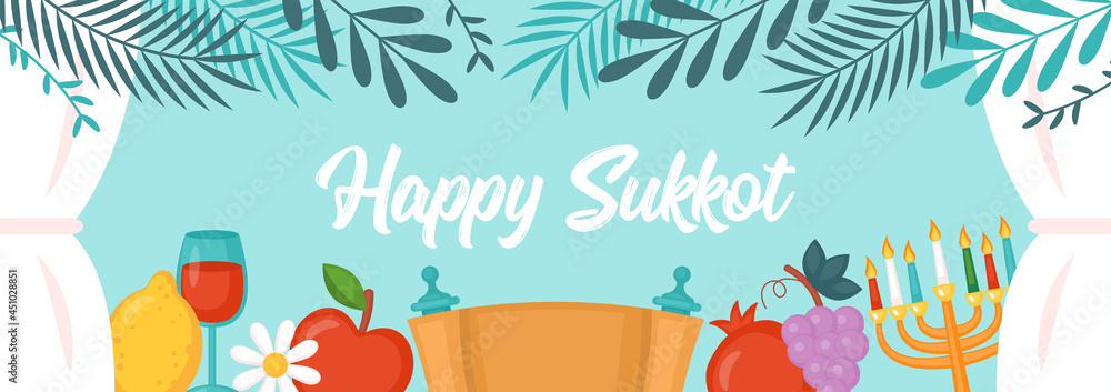 Jewish Holiday Sukkot banner design. Background template for greeting ...