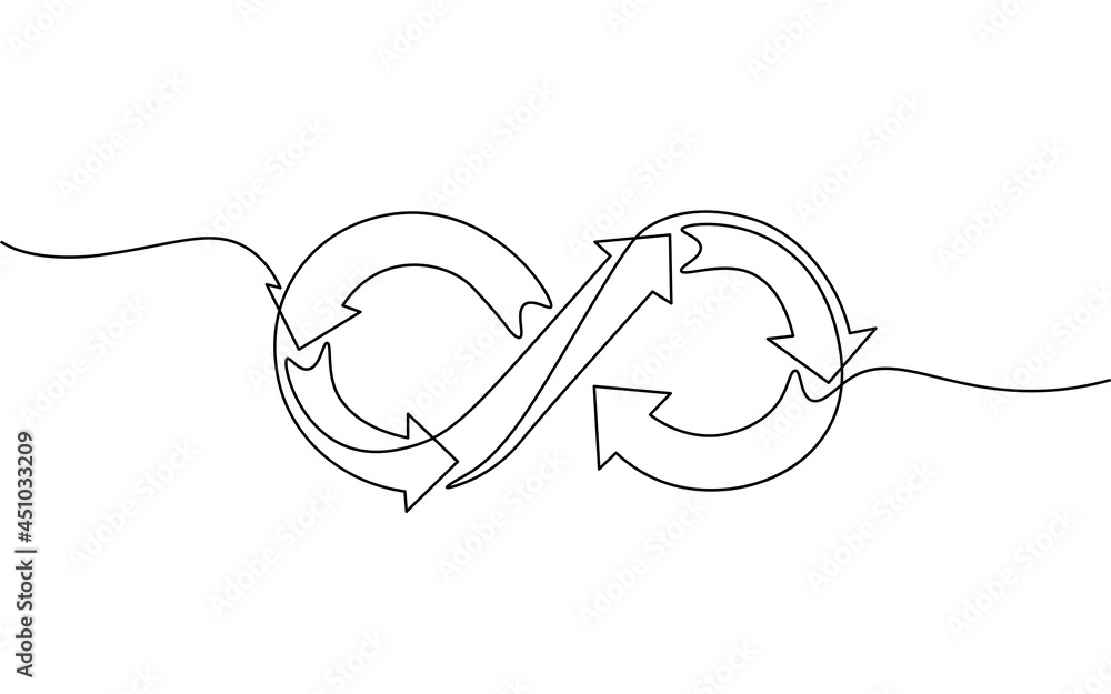 Single continuous line art devops agile concept. Infinity symbol team ...