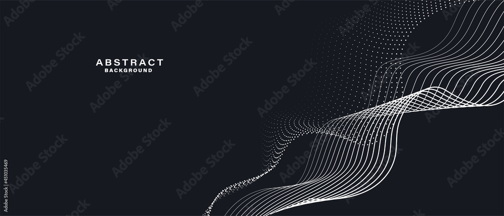 Dark abstract background with flowing particles. Digital future ...