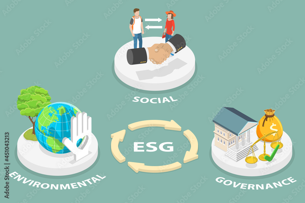 3D Isometric Flat Vector Conceptual Illustration of ESG, Environmental ...