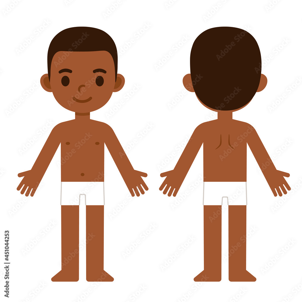Cartoon Black boy front and back Stock Vector | Adobe Stock