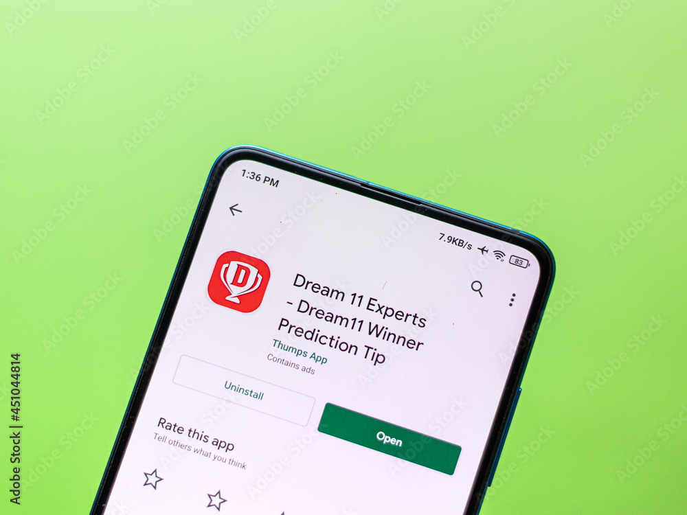 Assam, india - August 13, 2020 : Dream11 a fantasy app logo on phone ...
