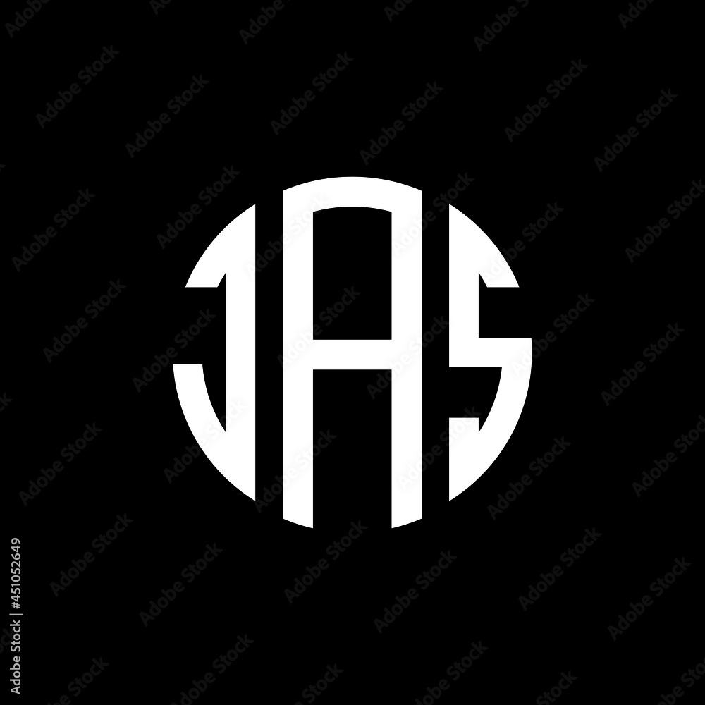 JAS letter logo design. JAS modern letter logo with black background ...