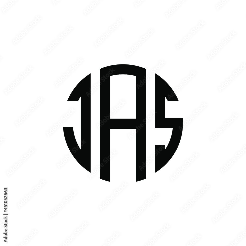 JAS letter logo design. JAS modern letter logo with black background ...