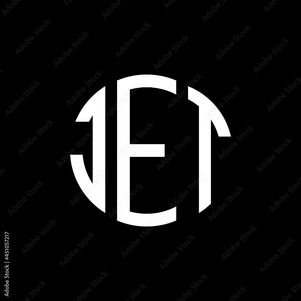 JET letter logo design. JET modern letter logo with black background ...