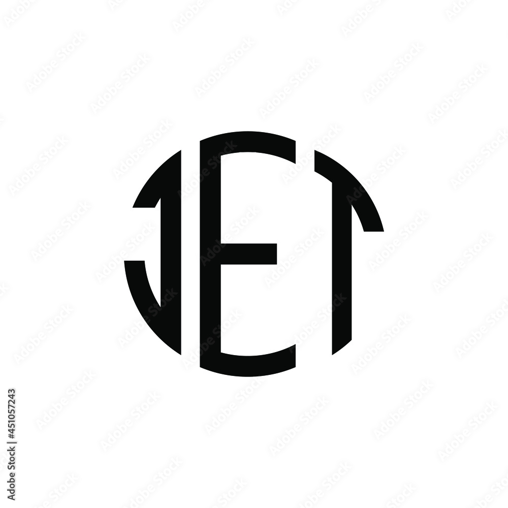 JET letter logo design. JET modern letter logo with black background ...
