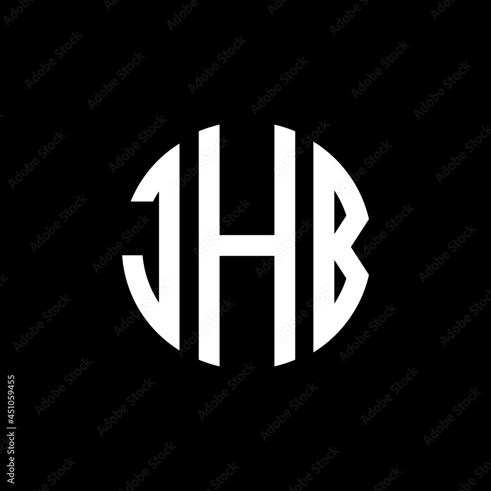 JHB letter logo design. JHB modern letter logo with black background ...