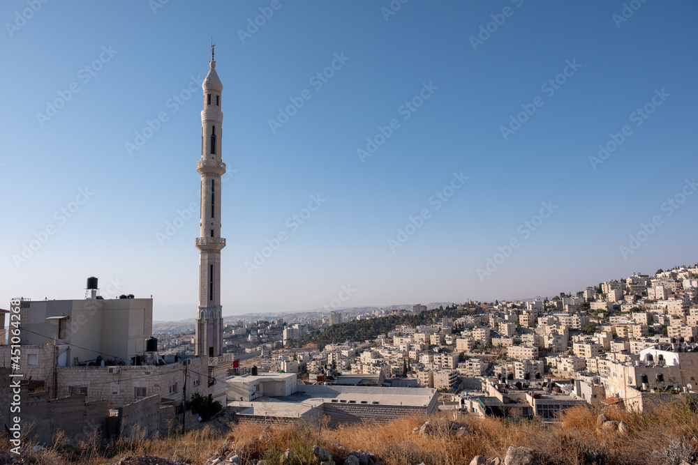 The exceptionally high Minaret of Khalid ibn Al-Walid Mosque, located ...