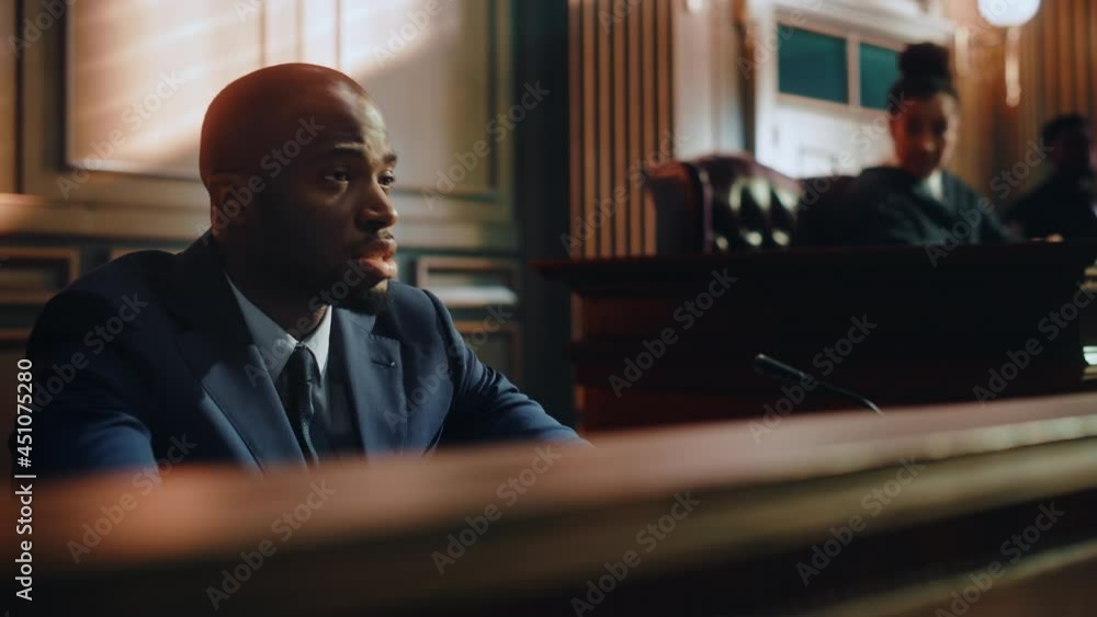 Court of Law and Justice Concept. Portrait of Handsome African American ...