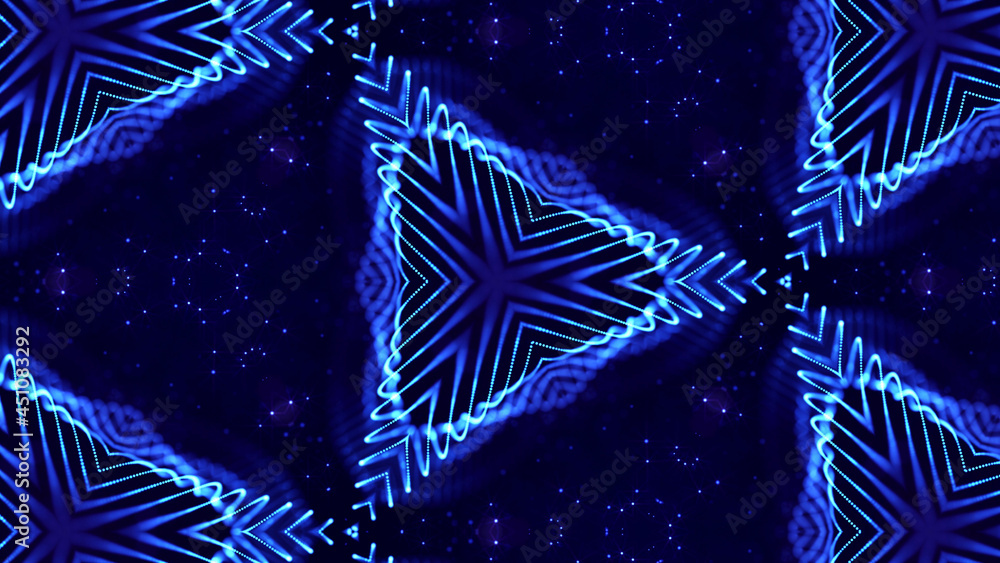 Blue motion design background with symmetrical floral pattern ...