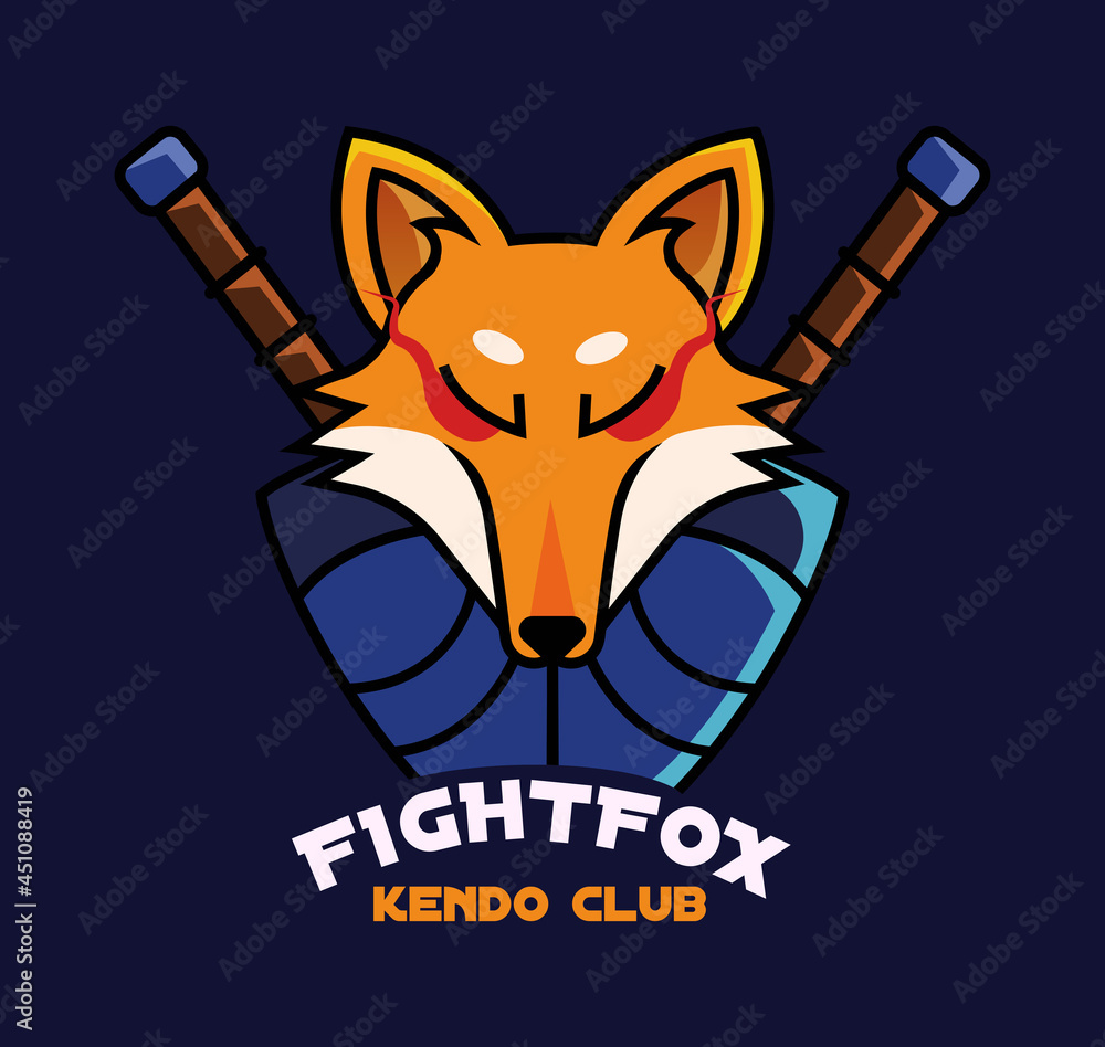 Fox warrior logo with swords. Fighting spirit. Vector image. Stock ...