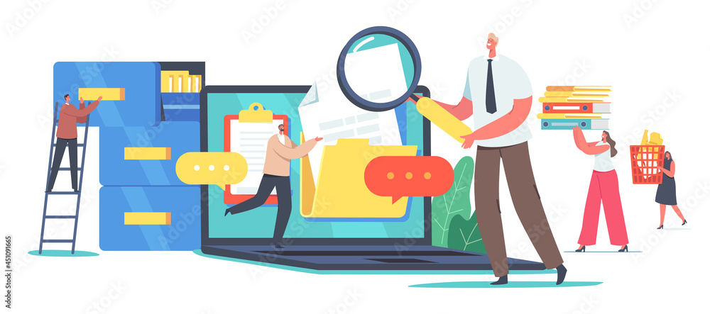 Electronic Files Organization, Document Management Concept. Digital ...