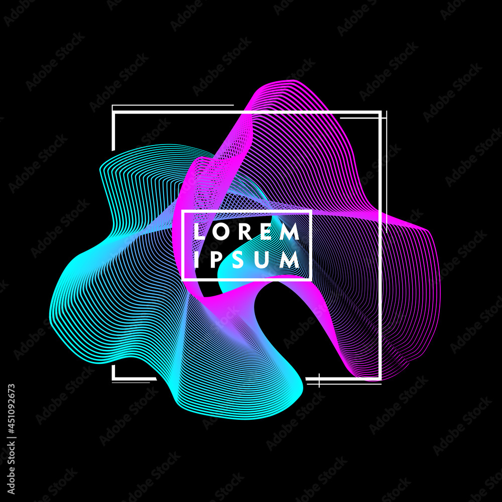 Vector illustration of abstract dynamic waves with frames for design of ...