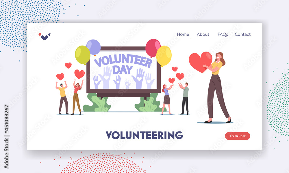 Volunteering Landing Page Template. Volunteers Male and Female ...