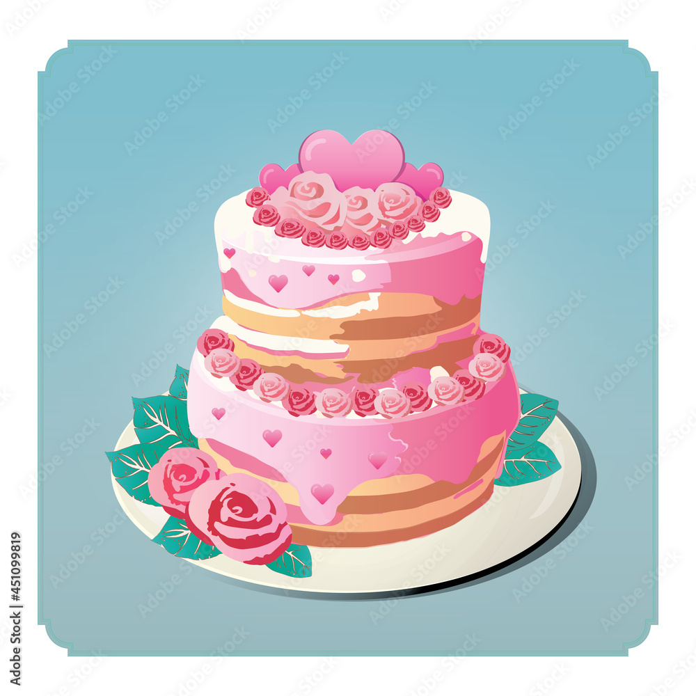 Cake Rose postcard EPS format CMYK + RGB AI format CMYK + RGB JPG ...