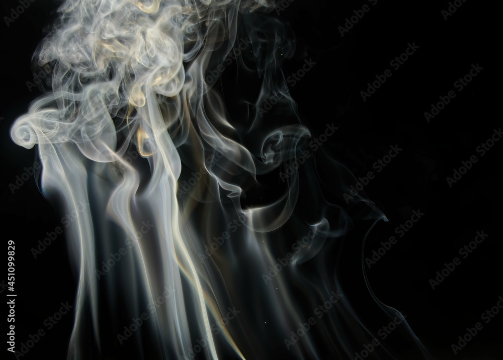 Wood burning smoke with clean flow and interesting shapes. Colors ...