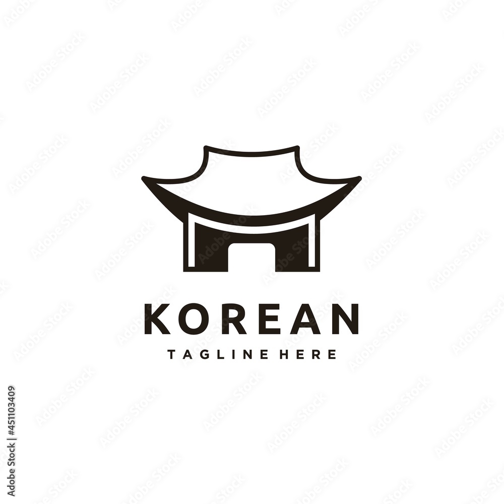 Hanok traditional korean house logo design icon vector Stock Vector ...
