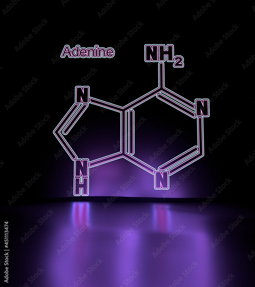 Chemical structural formula of adenine - DNA and RNA nitrogen base ...