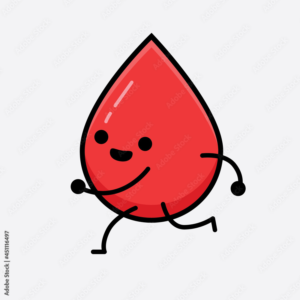 Vector Illustration of Blood Character with cute face and simple body ...