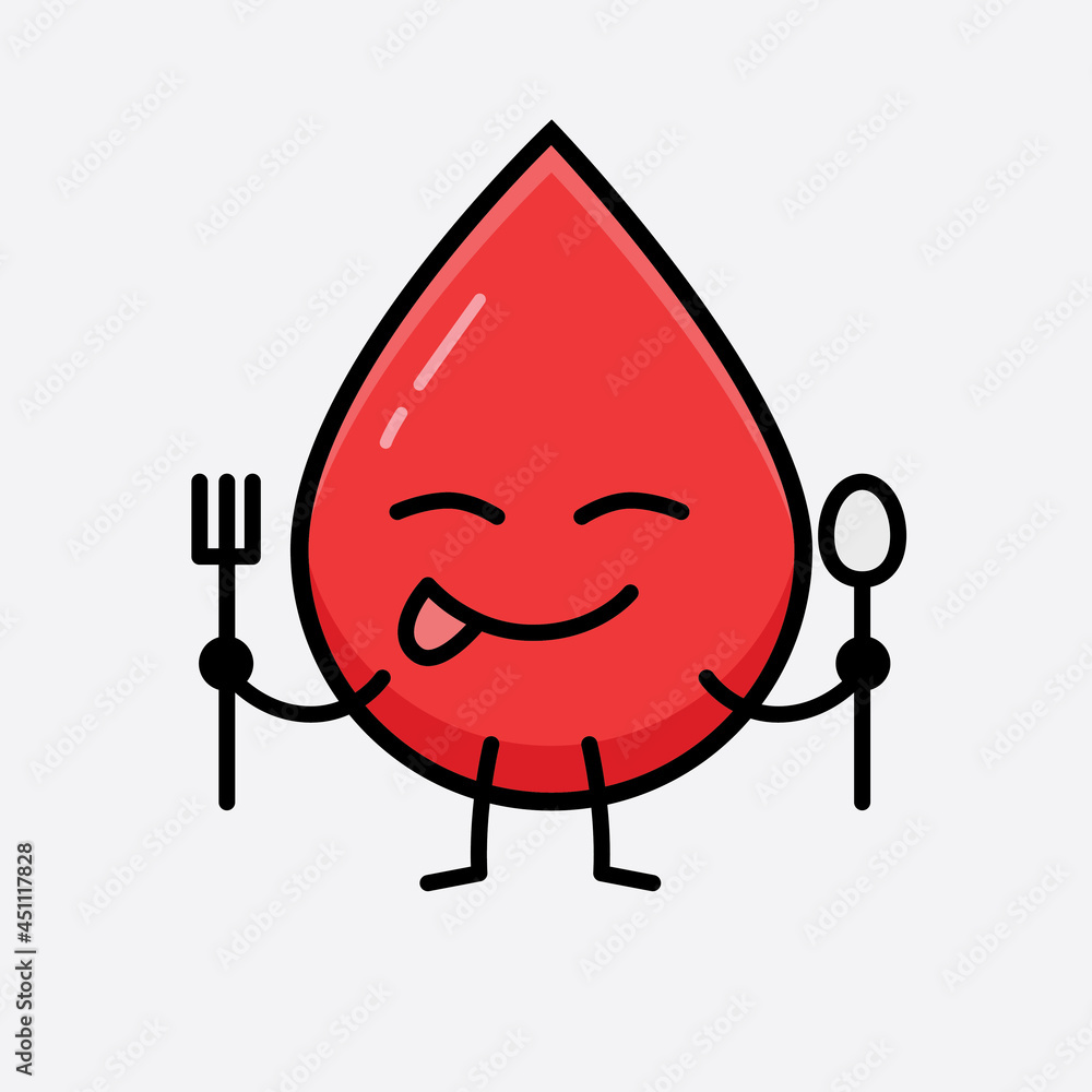 Vector Illustration of Blood Character with cute face and simple body ...