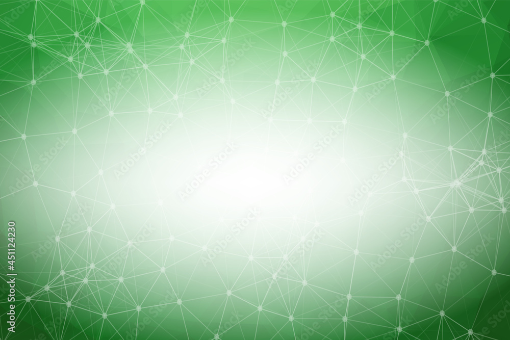 Abstract Green Polygonal Space Background with Connecting Dots and Lines. Connection structure ...