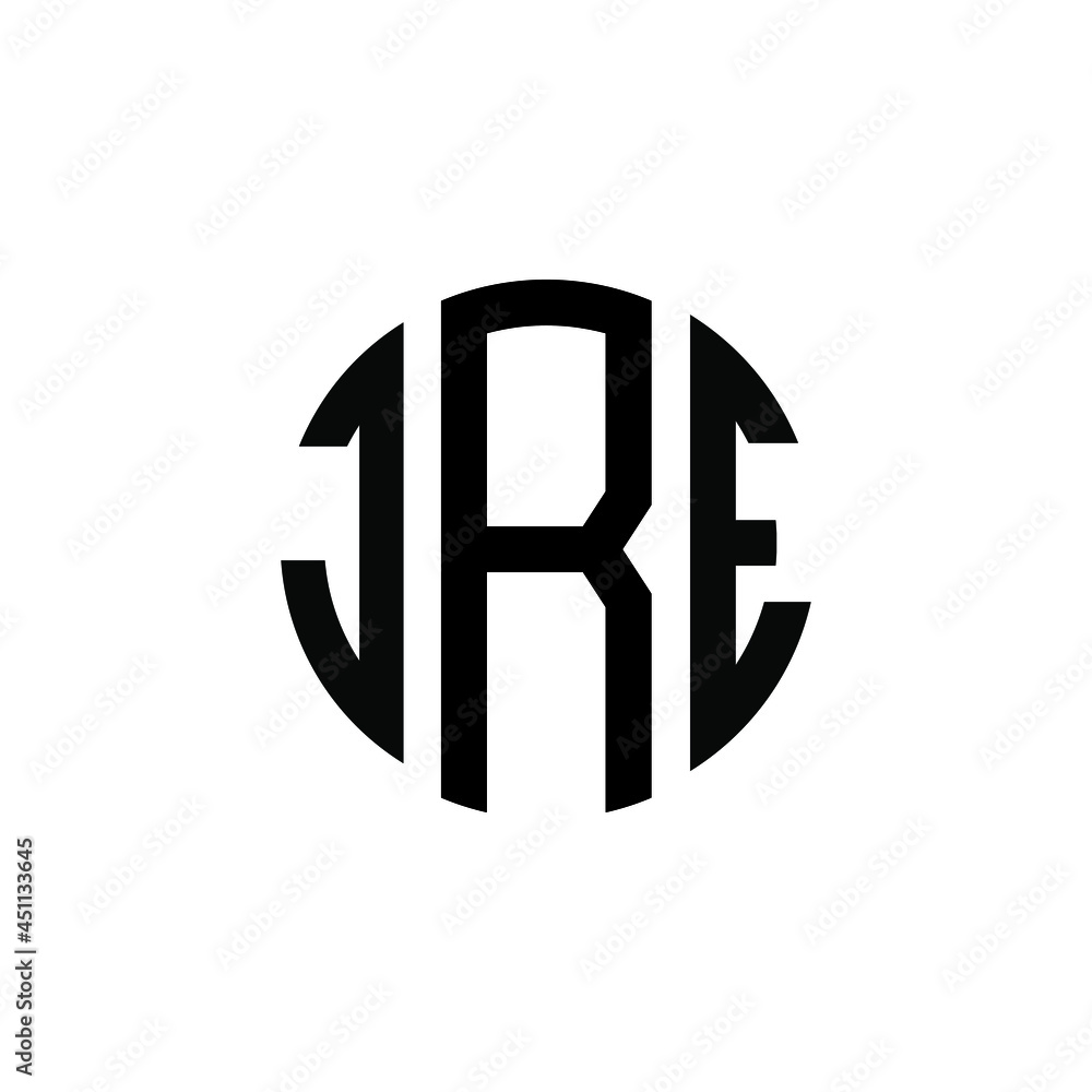 JRE letter logo design. JRE modern letter logo with black background ...