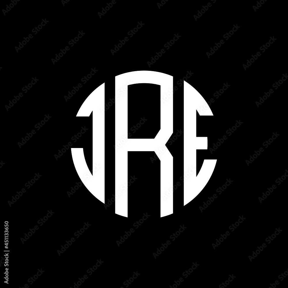 JRE letter logo design. JRE modern letter logo with black background ...