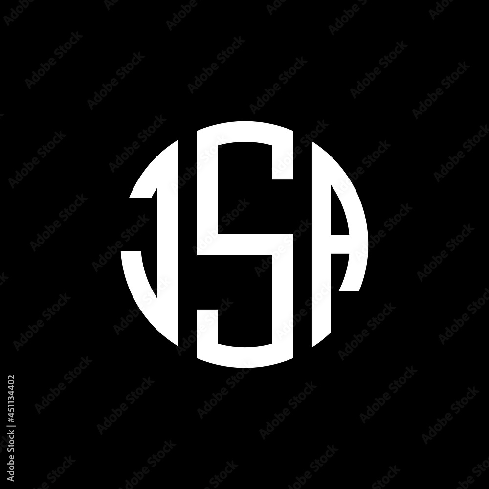 JSA letter logo design. JSA modern letter logo with black background ...