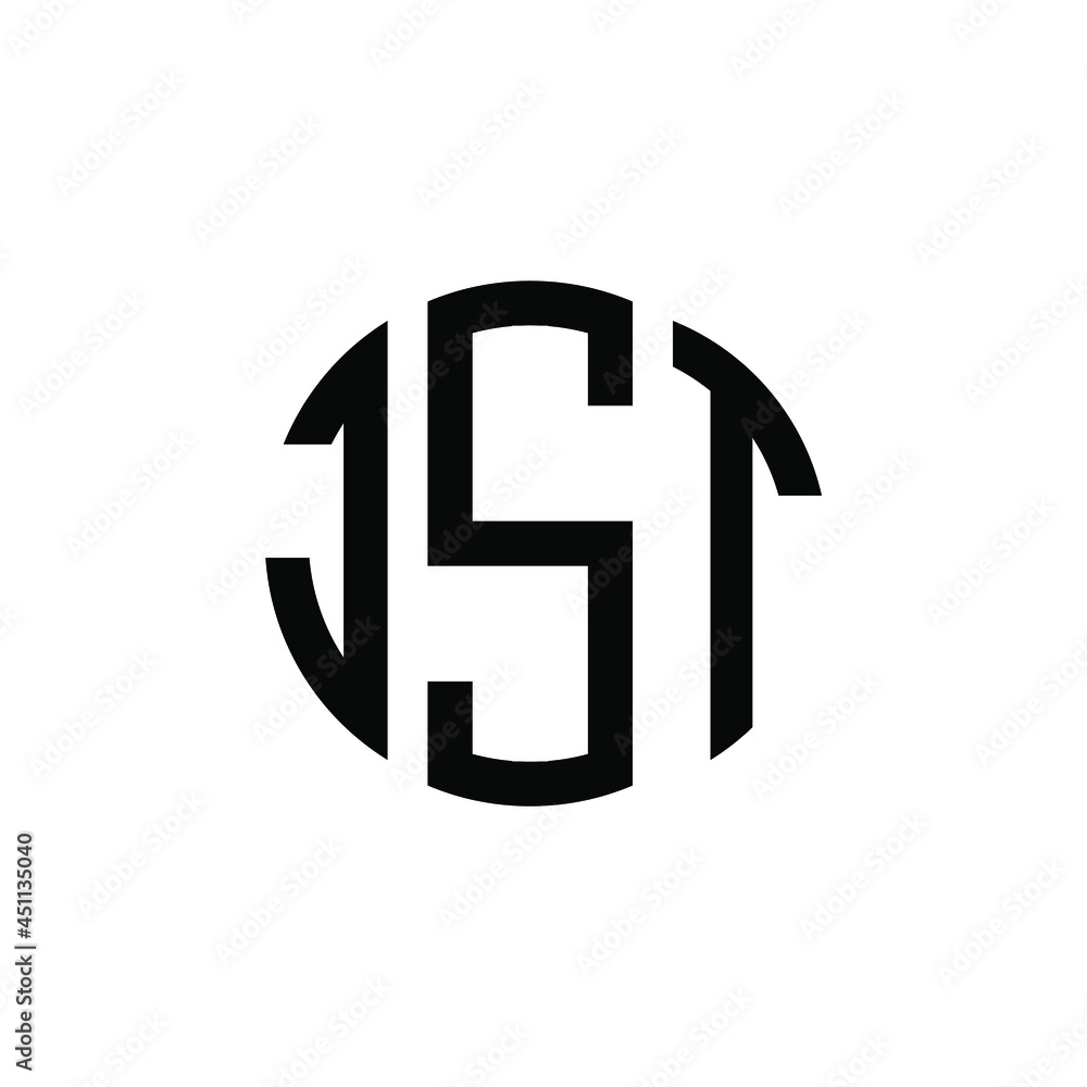 JST letter logo design. JST modern letter logo with black background ...