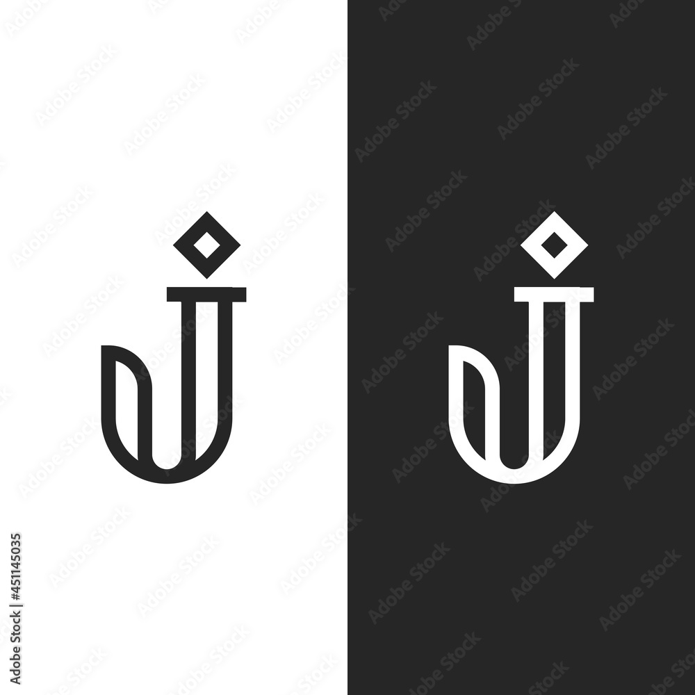 Letter J logo with aesthetic line composition. Can be used for various ...