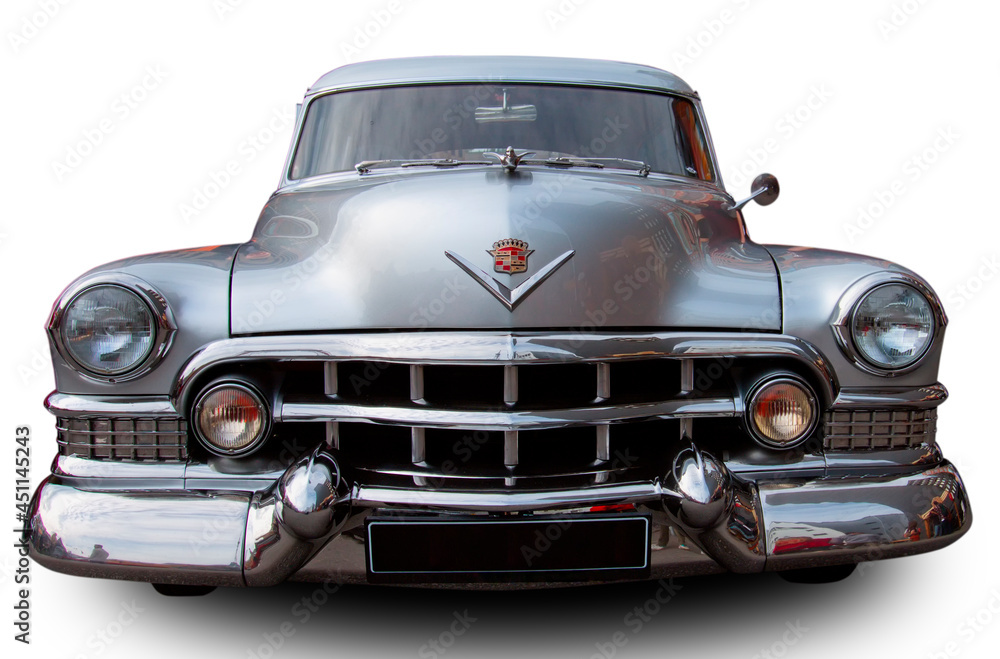 Classical American Vintage car 1950 Cadillac Limousine. White ...