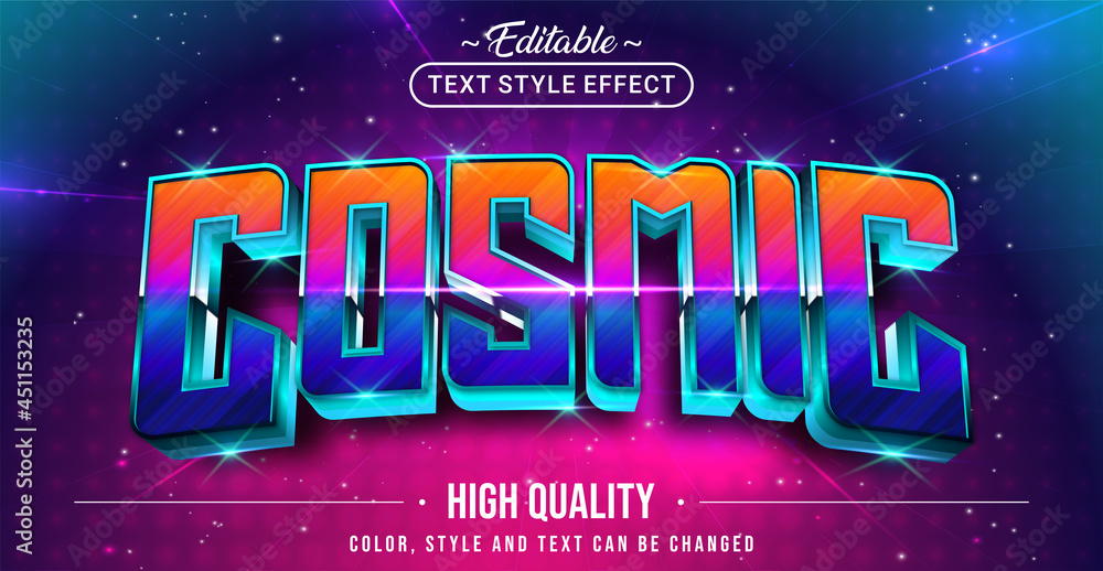 Editable text style effect - Cosmic text style theme. Stock Vector ...