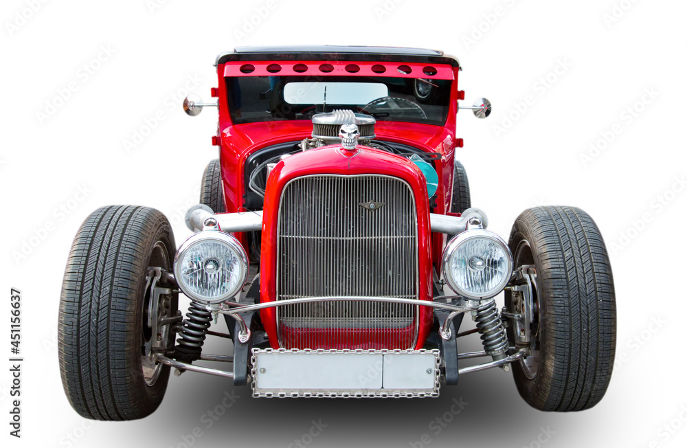 Classical American Horsepower Red Hot Rod. White background. Stock ...