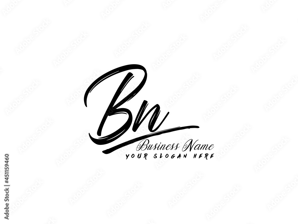 Initial BN Brush Logo, Signature bn letter Logo template vector stock ...