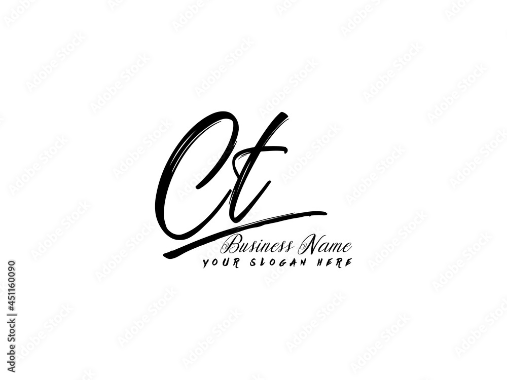 Initial CT Brush Logo, Signature ct letter Logo template vector stock ...