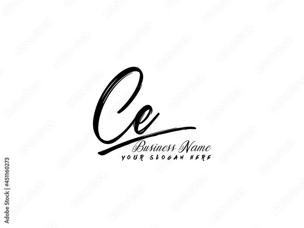 Initial CE Brush Logo, Signature ce letter Logo template vector stock ...