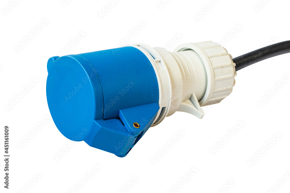 Power plug for outdoor and heavy duty isolated on white background with ...