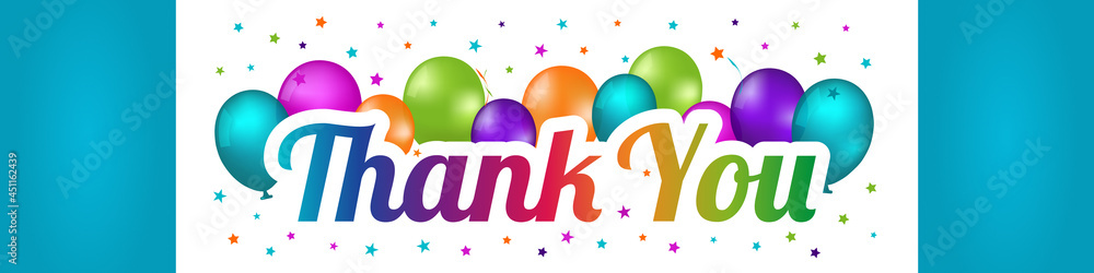 Thank You Banner - Colorful Vector Illustration With Balloons And ...