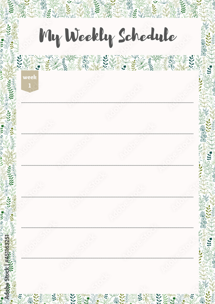 My Weekly Schedule. Planner. Organiser and Schedule with place for ...