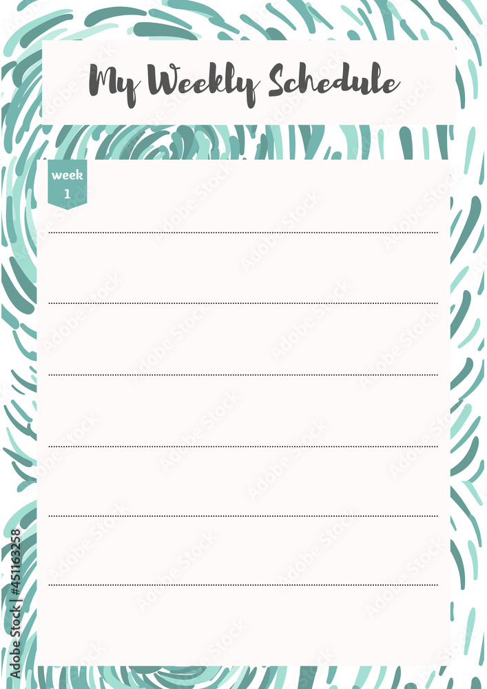 My Weekly Schedule. Planner. Organiser and Schedule with place for ...