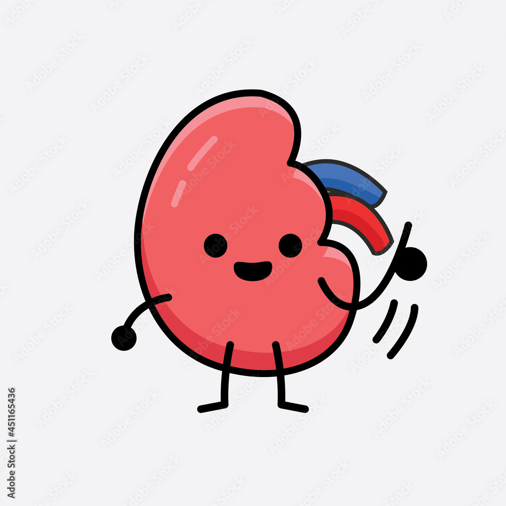 Vector Illustration of Kidney Character with cute face and simple body ...