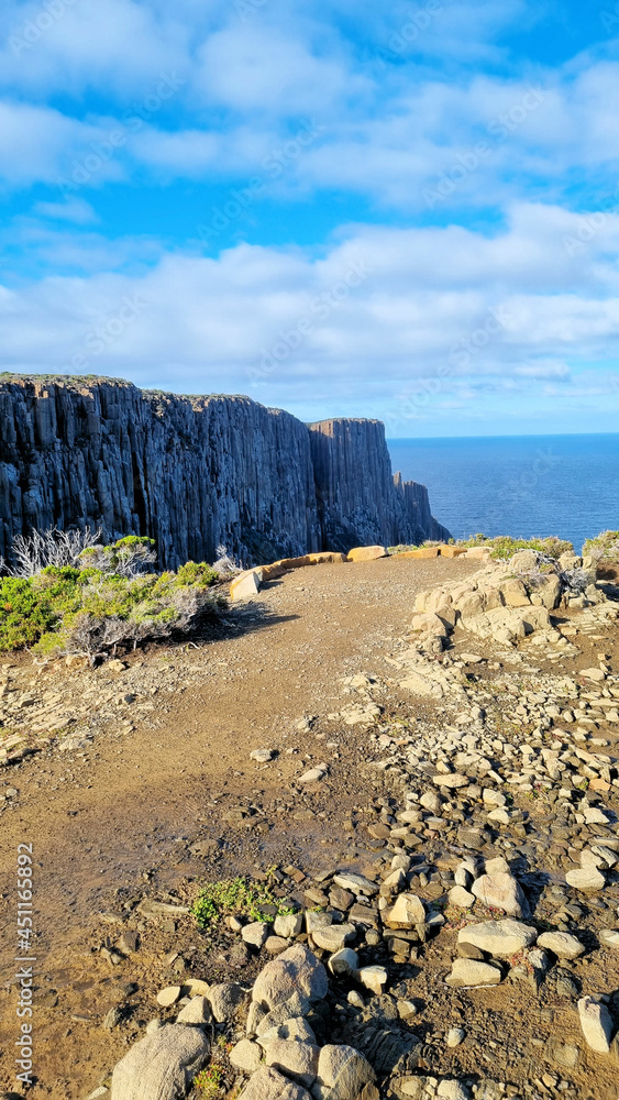 Rugged Coastline and diorite cliffs at Cape Raoul on the Tasman ...