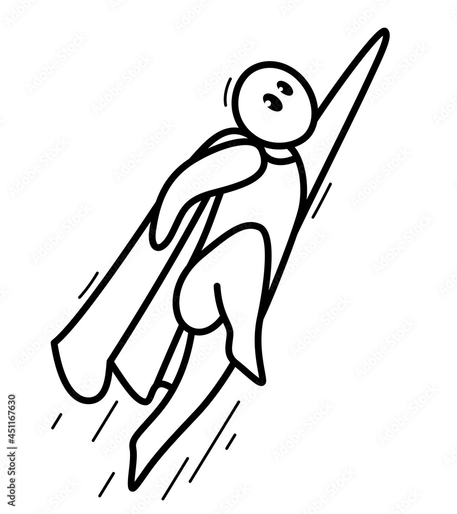 Funny cartoon man flying with coat like a superhero vector flat style ...