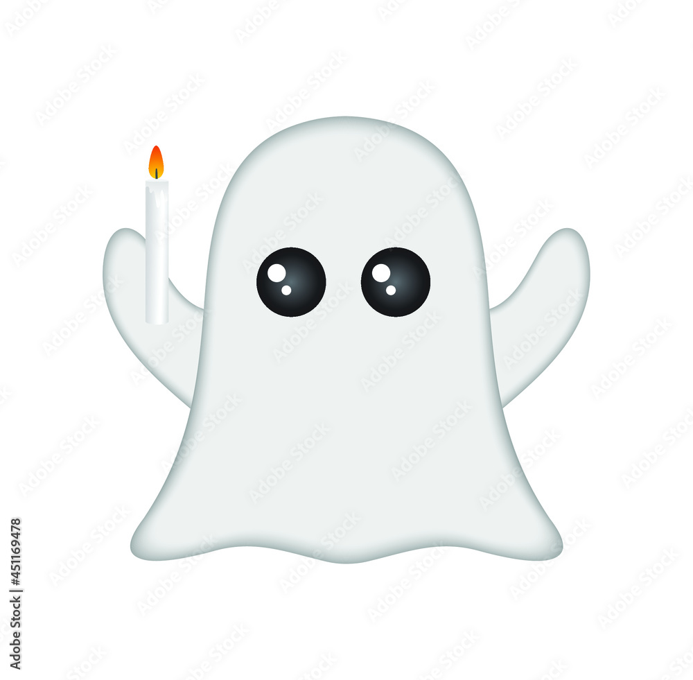 Ghost emoji vector illustration isolated. Halloween ghost emoticon on ...