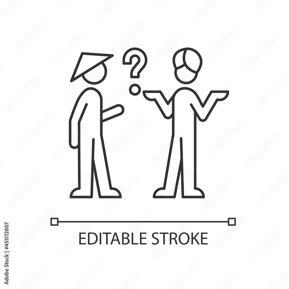 Cultural barriers linear icon. Cross-cultural communication. Behavior ...