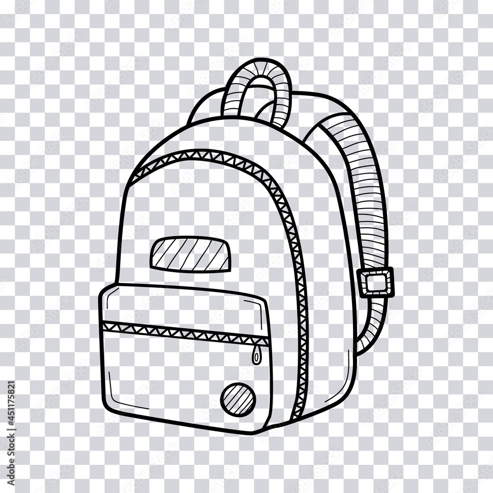Hand drawn Backpack isolated on transparent background. Sketch. Vector ...