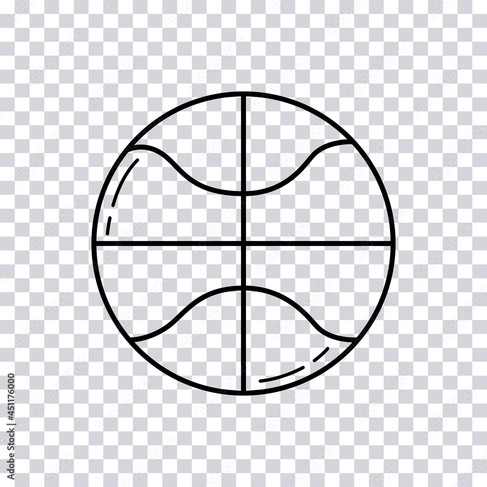 Hand drawn Basketball isolated on transparent background. Sketch ...