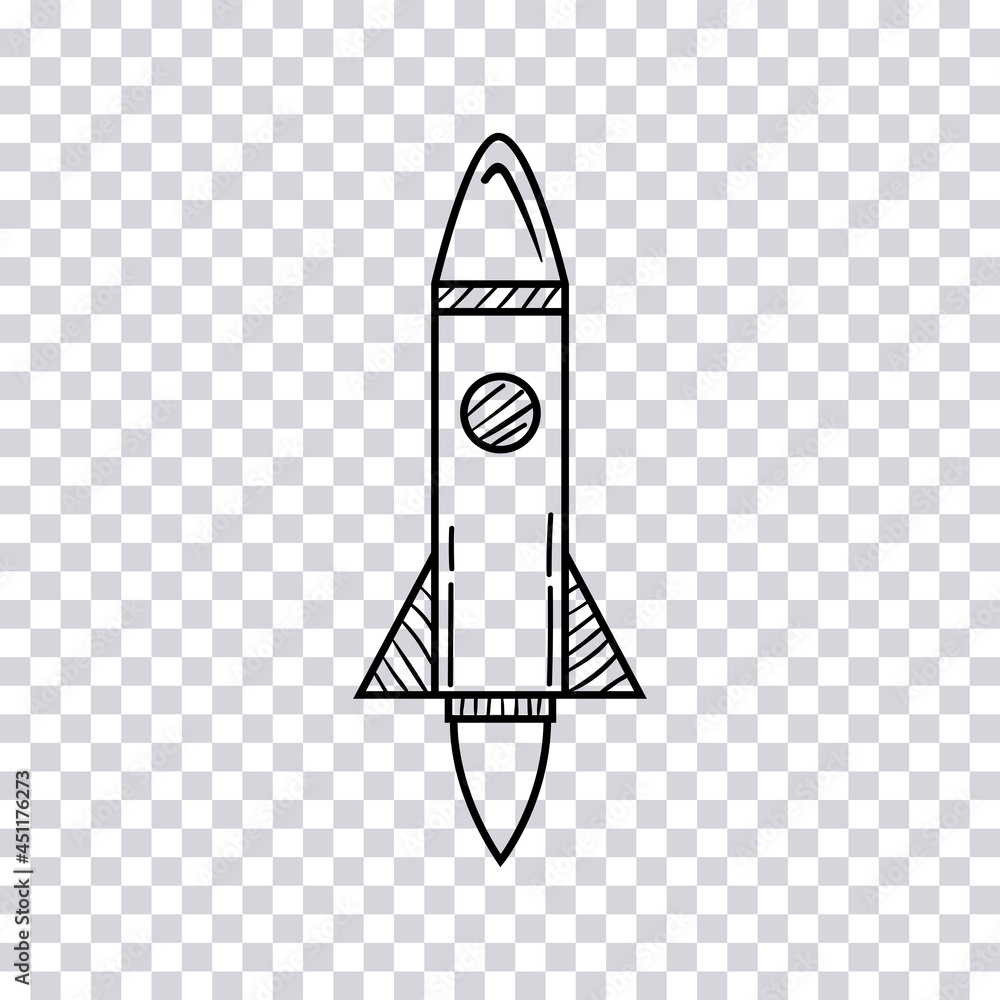 Hand drawn Rocket isolated on transparent background. Sketch. Vector ...